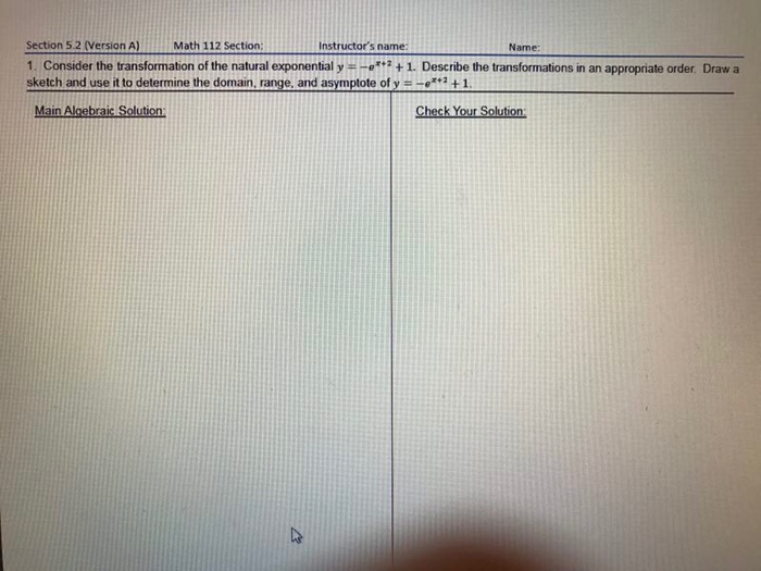 Solved Math 112 Section; Instructors name Name: 1. Consider | Chegg.com