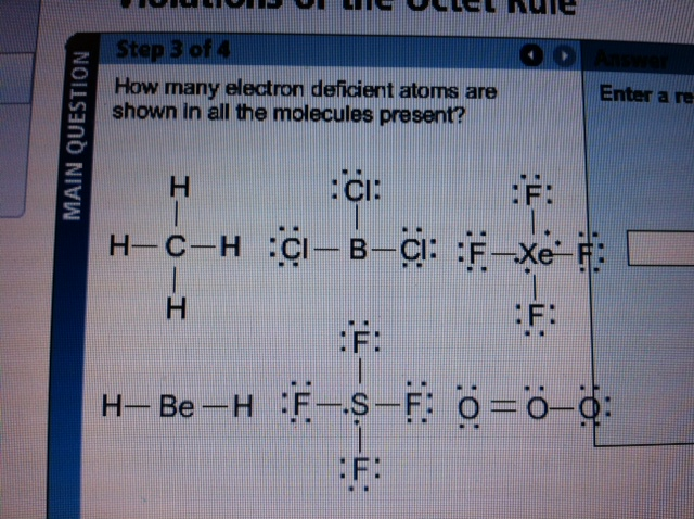 Solved How many electron deficient atoms are shown in all | Chegg.com