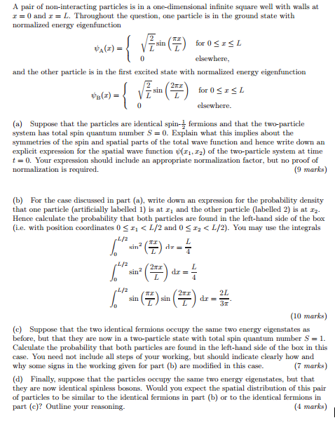 Solved A pair of non-interacting particles is in a | Chegg.com