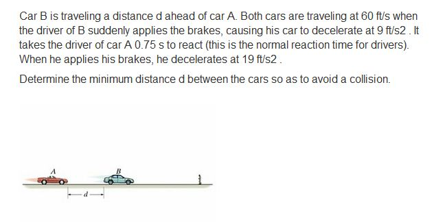 Solved Car B is traveling a distance d ahead of car A. Both | Chegg.com