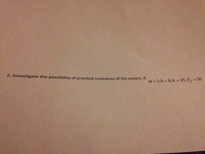 Solved Investigate the possibility of practical resonance of | Chegg.com