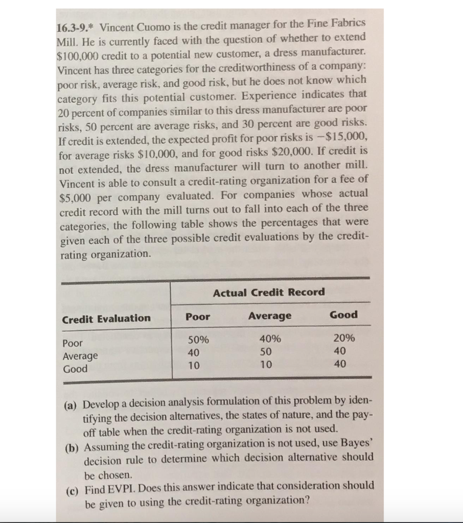 Solved 9.* Vincent Cuomo is the credit manager for the Fine | Chegg.com