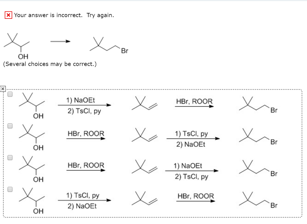 Solved x Your answer is incorrect. Try again OH OH (Several | Chegg.com Solved x Your answer is incorrect. Try again OH OH (Several | Chegg.com