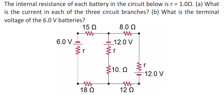Solved The internal resistance of each battery in the | Chegg.com