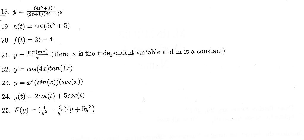 Solved Calculate the derivatives using techniques of | Chegg.com