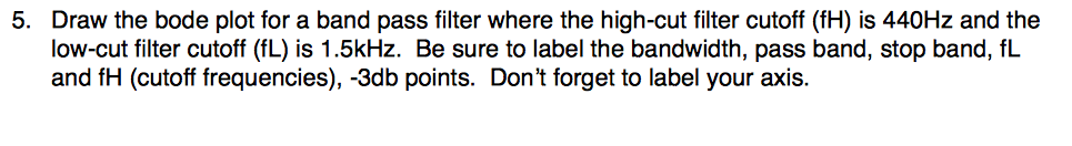 Solved Draw the bode plot for a band pass filter where the | Chegg.com