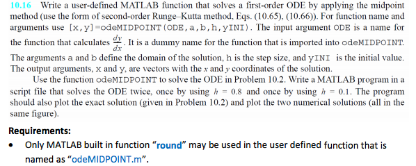 10.16 Write a user-defined MATLAB function that | Chegg.com