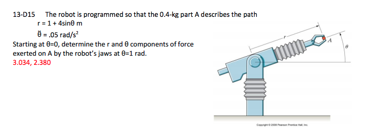 Solved 13-D15 The robot is programmed so that the 0.4-kg | Chegg.com