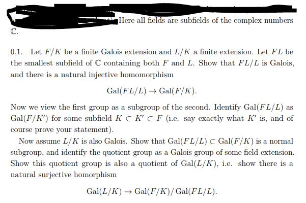 Here all fields are subfields of the complex numbers | Chegg.com