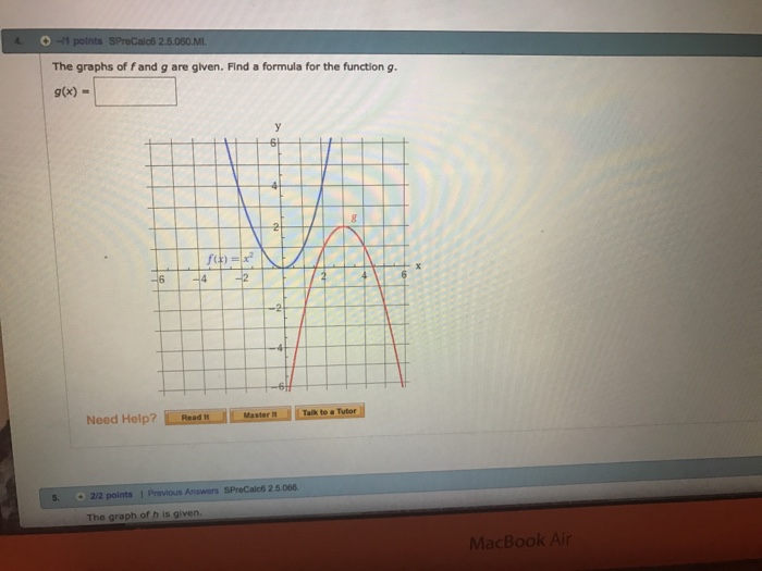 Solved The graphs of f and g are given. Find a formula for | Chegg.com