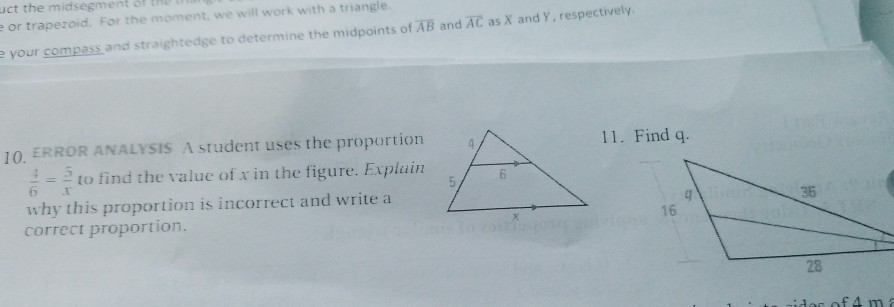Solved uct the midsegment of tne or trapezoid. For the | Chegg.com