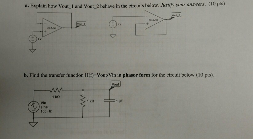 Solved a. Explain how Vout_1 and Vout 2 behave in the | Chegg.com