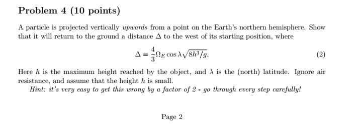 Solved Problem 4 (10 points) A particle is projected | Chegg.com