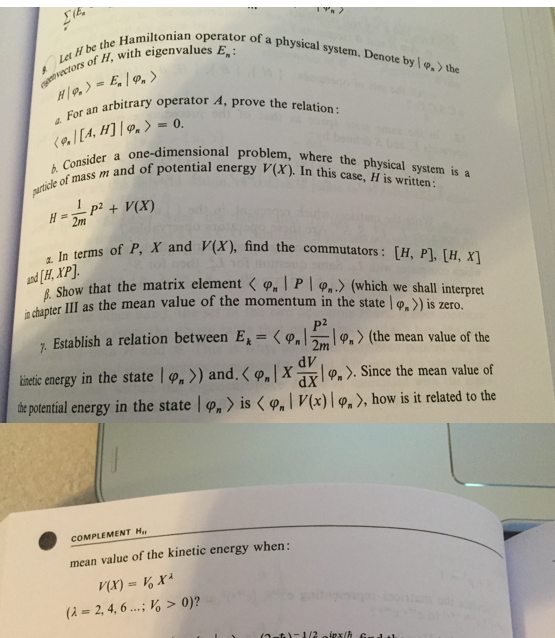 Solved Let H be the Hamiltonian operator of a physical | Chegg.com