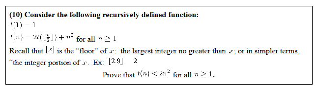Solved Consider the following recursively defined function: | Chegg.com