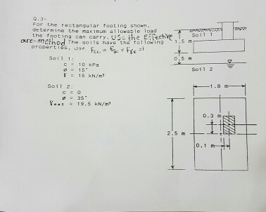 Solved For the rectangular footing shown. determine the | Chegg.com