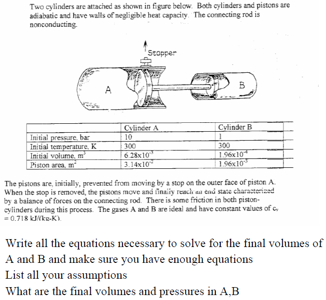 Solved Two cylinders are attached as shown in figure below. | Chegg.com