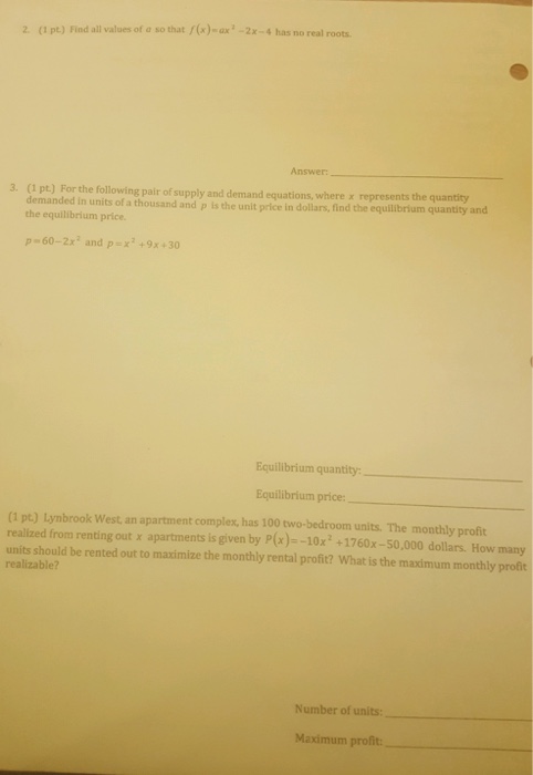 Solved Find all values of a so that f(x) = ax^2 - 2x -4 has | Chegg.com