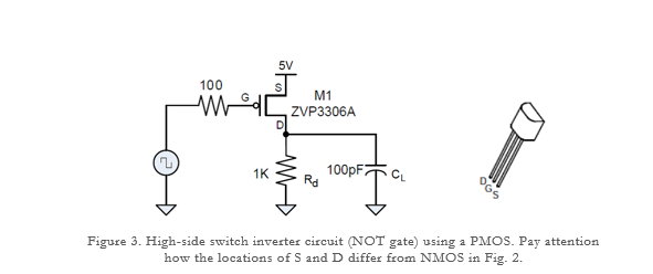 Solved Figure 3. High-side switch inverter circuit (NOT | Chegg.com