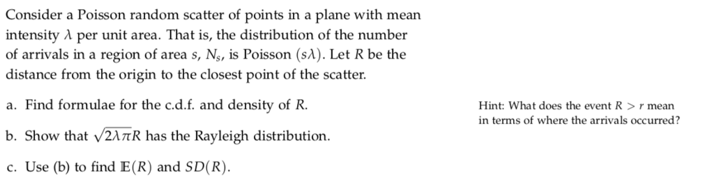 Consider a Poisson random scatter of points in a | Chegg.com