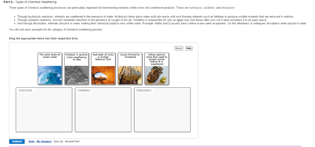 Solved Types of Chemical Weathering Three types of chemical | Chegg.com