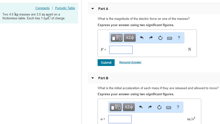 Solved Constants Periodic Table Part A Two 4.0 kg masses are | Chegg.com