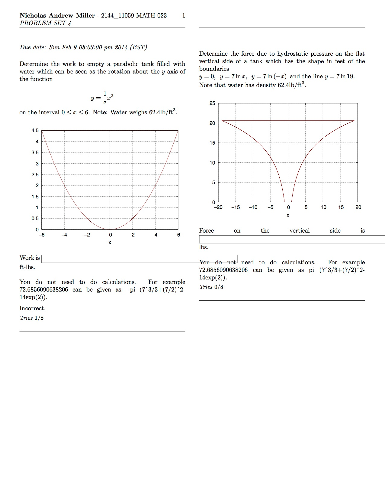 Solved Determine the work to empty a parabolic tank filled | Chegg.com