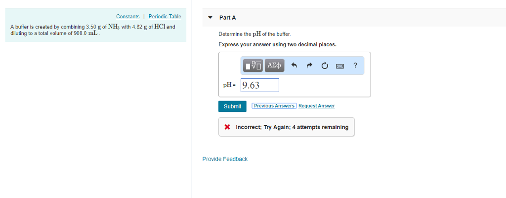 Solved Constants Perlodic Table Part A A buffer is created | Chegg.com