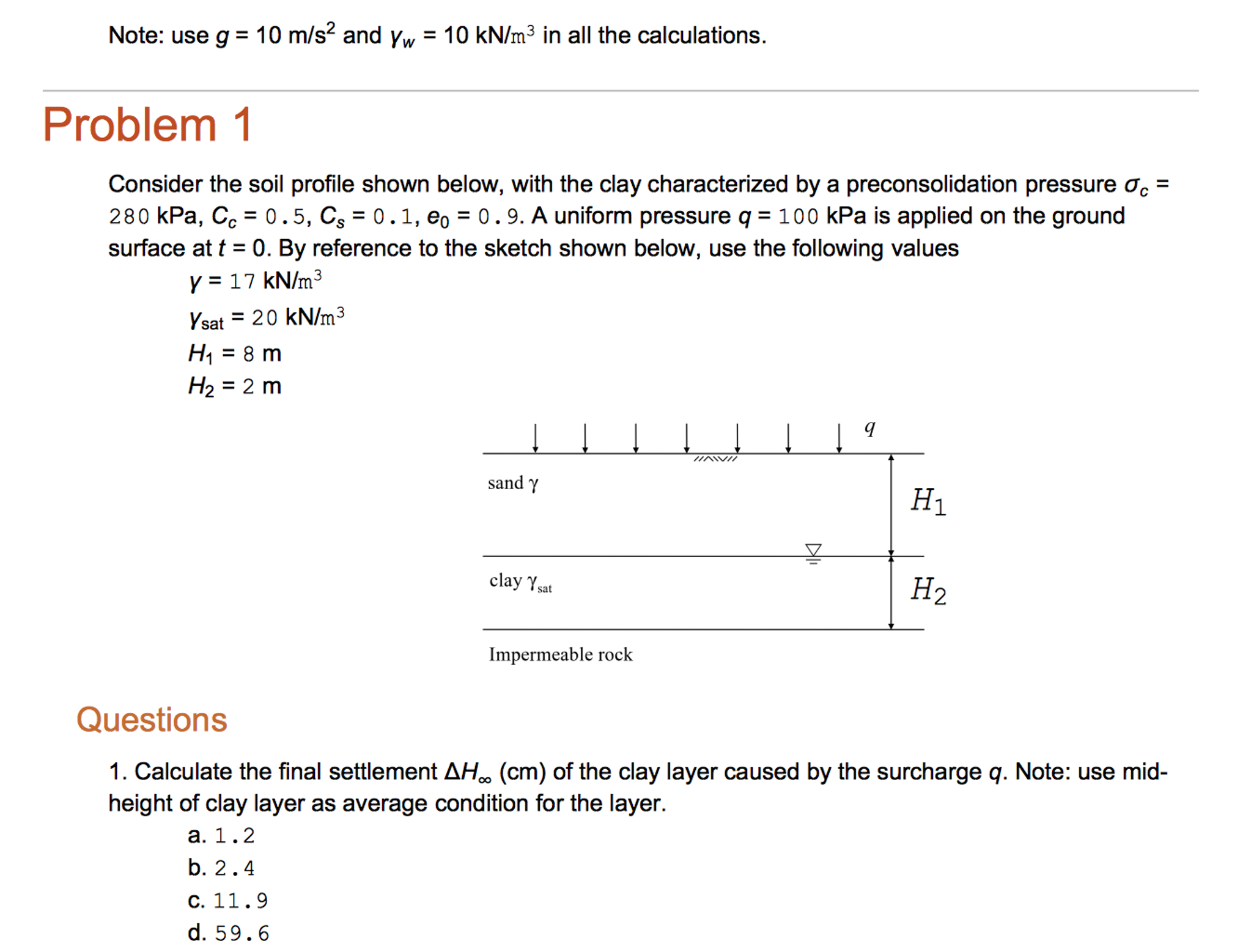 Solved Consider the soil profile shown below, with the clay | Chegg.com
