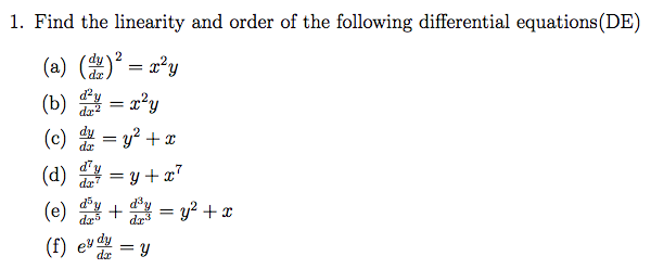 Solved Find the linearity and order of the following | Chegg.com