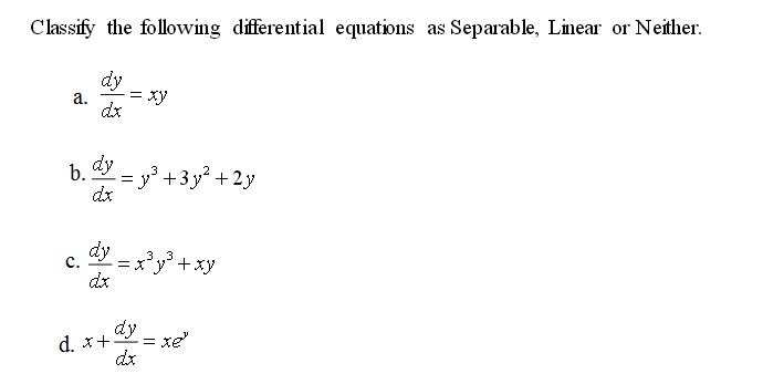 Solved Classify the following differential equations as | Chegg.com