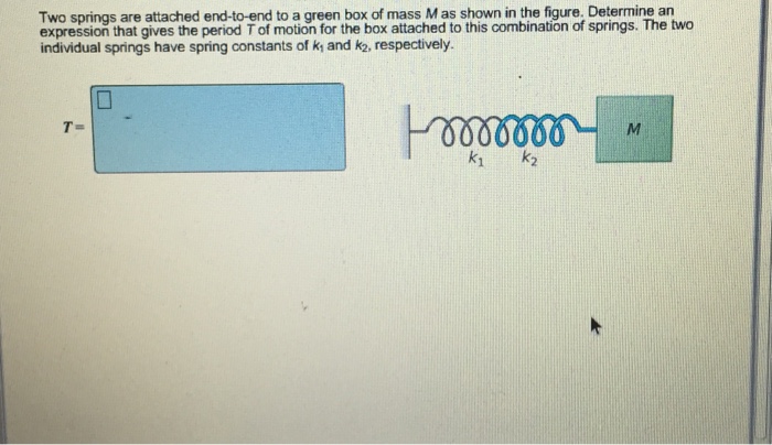 Solved Two springs are attached end-to-end to a green box of | Chegg.com