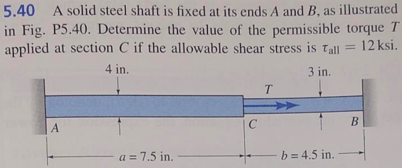 Solved A solid steel shaft is fixed at its ends A and B, as | Chegg.com