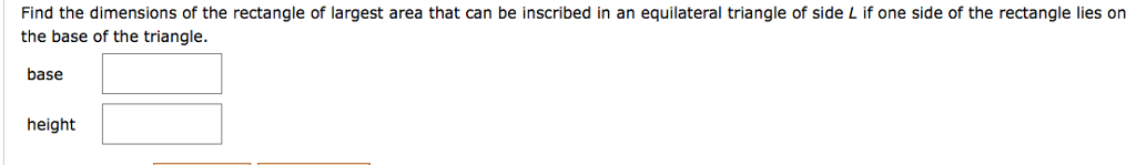 Solved Find the dimensions of the rectangle of largest area | Chegg.com