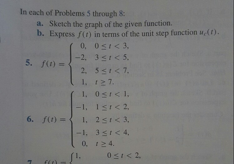 Solved In each of Problems 5 through 8: Sketch the graph of | Chegg.com