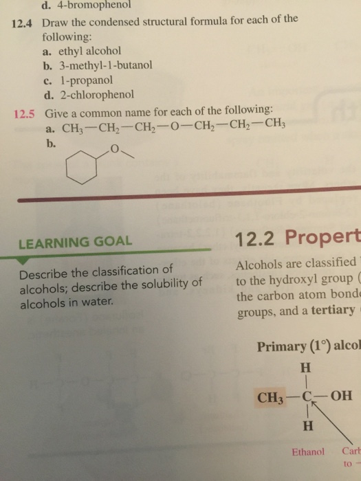 Solved Draw the condensed structural formula for each of the | Chegg.com