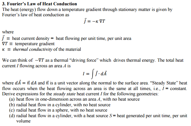 Solved Fourier's Law of Heat Conduction The heat (energy) | Chegg.com