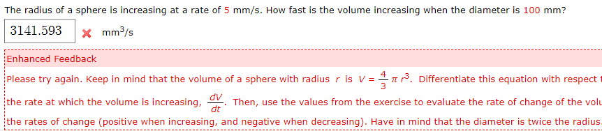 Solved The radius of a sphere is increasing at a rate of 5 | Chegg.com