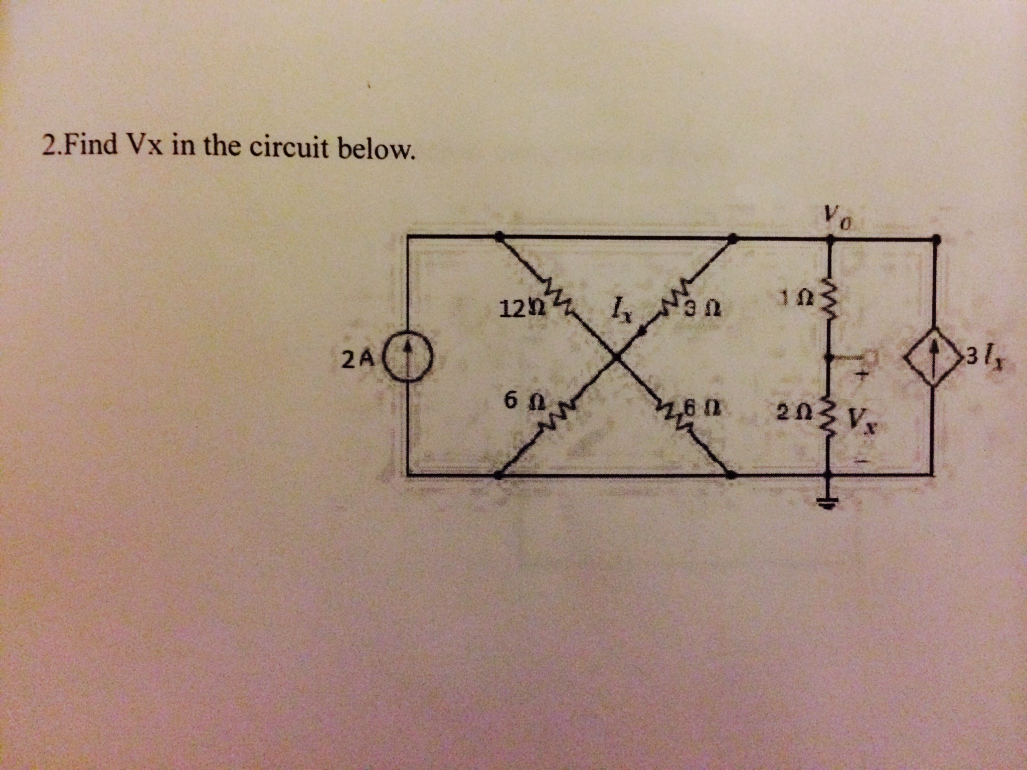 Solved Find Vx in the circuit below. | Chegg.com Solved Find Vx in the circuit below. | Chegg.com