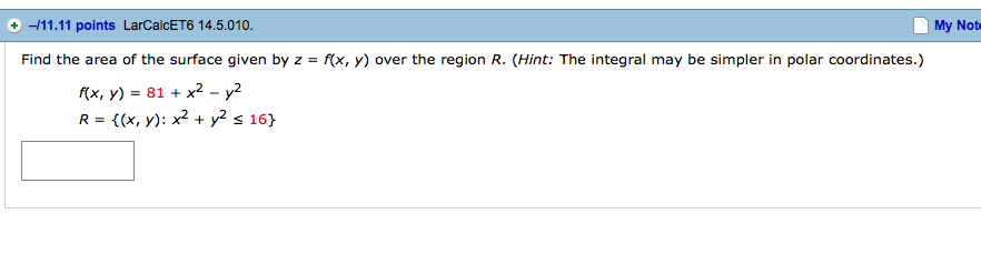 Solved Find The Area Of The Surface Given By Z F X Y