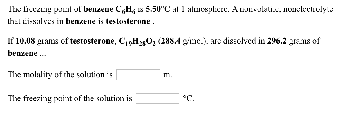 Solved The freezing point of benzene C_6H_6 is 5.50degree C | Chegg.com