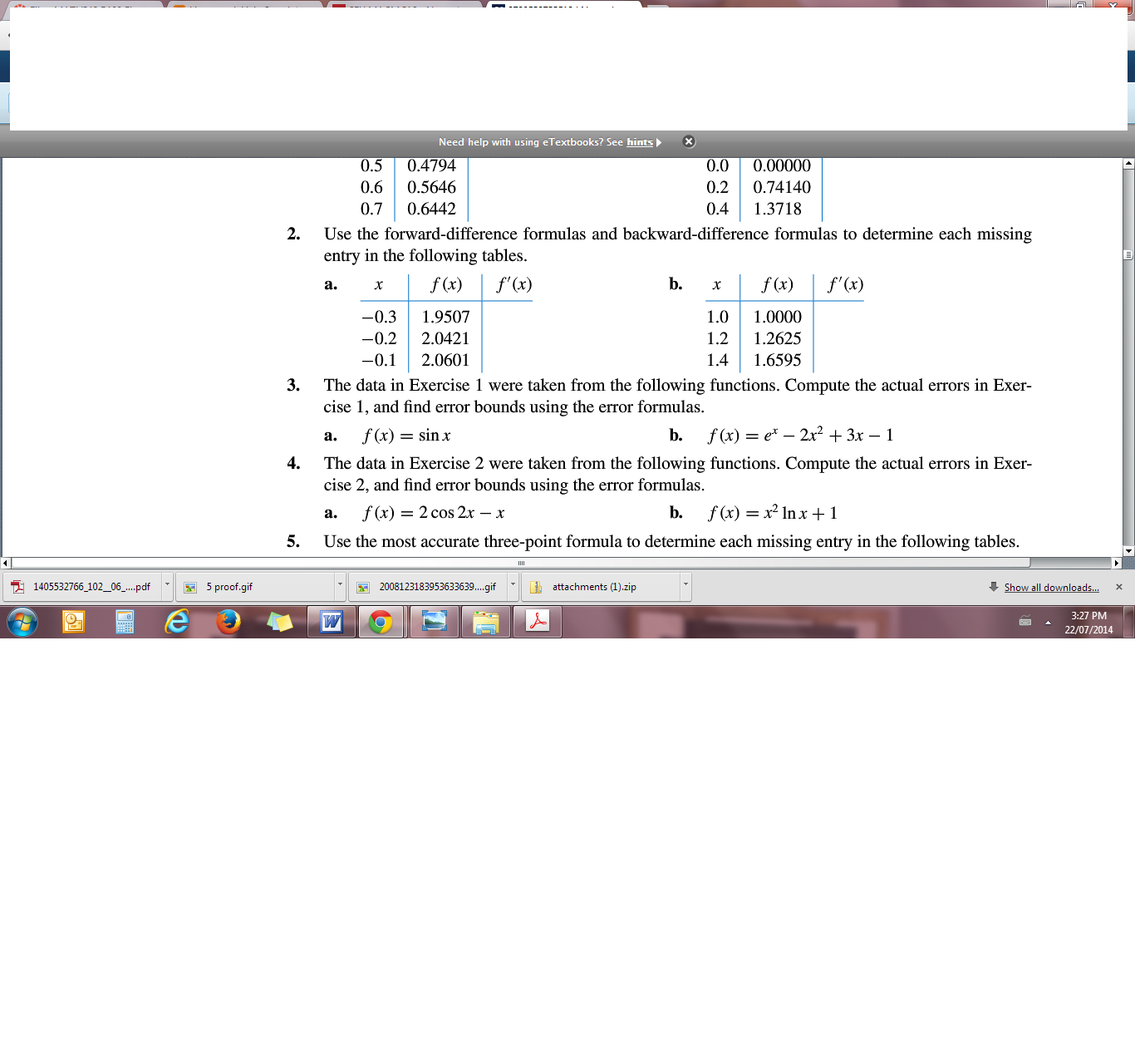 Solved Use The Forward Difference Formulas And 