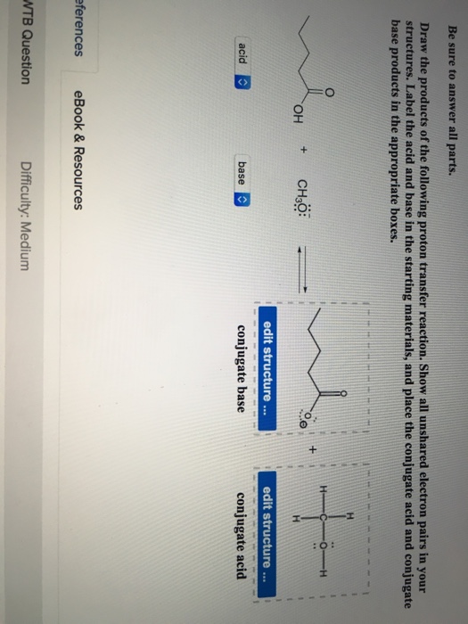 Solved Draw the products of the following proton transfer | Chegg.com