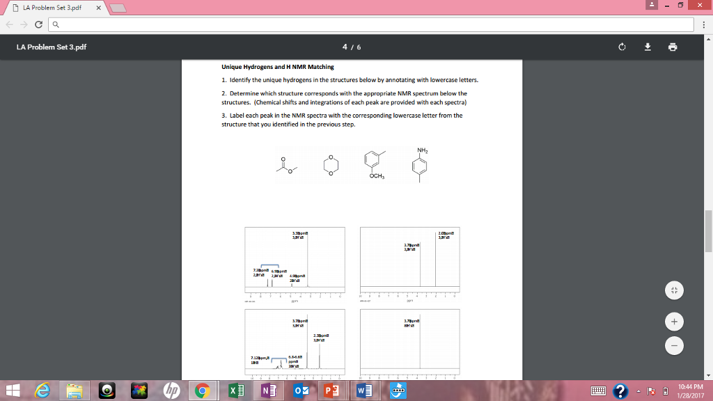 Solved Unique Hydrogens and HNMR Matching Identify the | Chegg.com