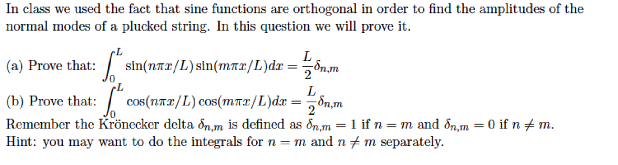 Solved In class we used the fact that sine functions are | Chegg.com