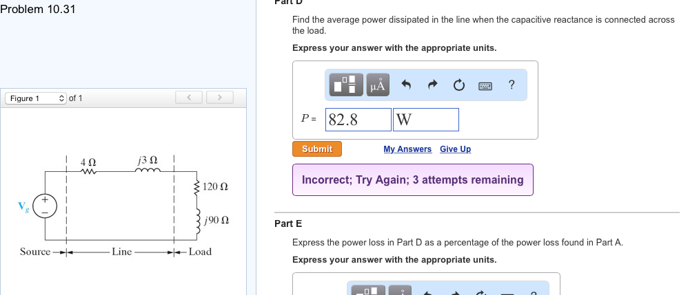 Find the average power dissipated in the line when | Chegg.com