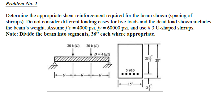 Solved Determine the appropriate shear reinforcement | Chegg.com