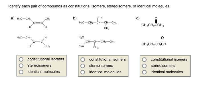 Solved Identify each pair of compounds as constitutional | Chegg.com