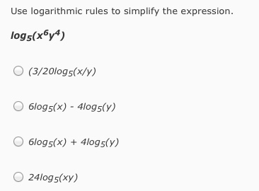 Solved Use logarithmic rules to simplify the expression. | Chegg.com