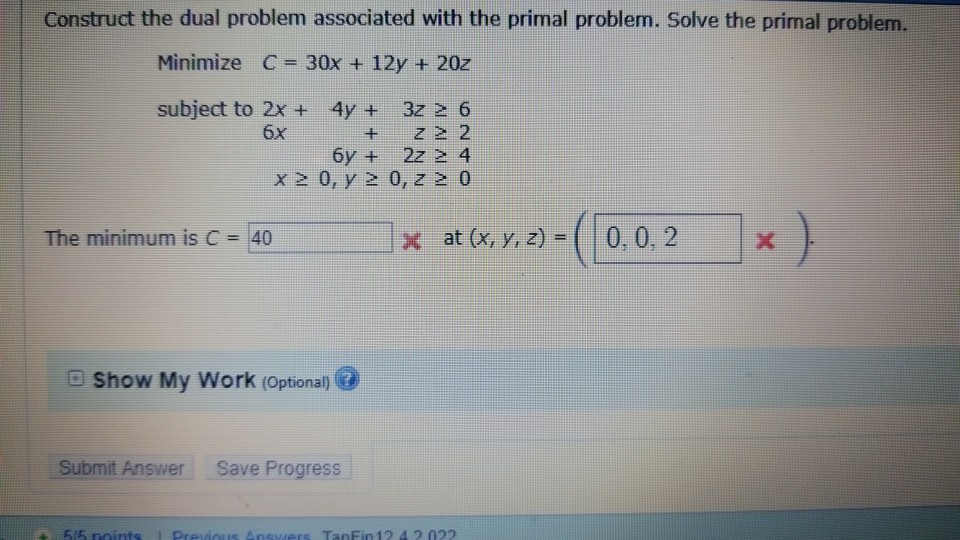 Solved Construct the dual problem associated with the primal | Chegg.com